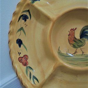 HOME | Dining | Serving Platter Handpainted Chicken Motif 5 Compartment ...